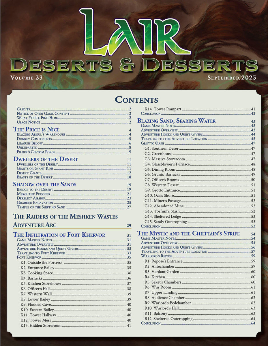 Deserts & Desserts - Lair Magazine #33, September 2023 Issue – The DM Lair