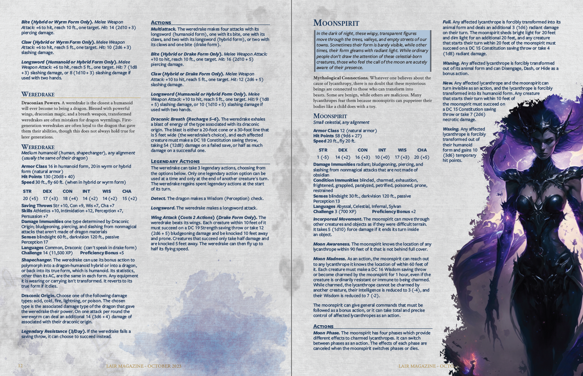 Luna & Lycan - Lair Magazine #34, October 2023 Issue – The DM Lair