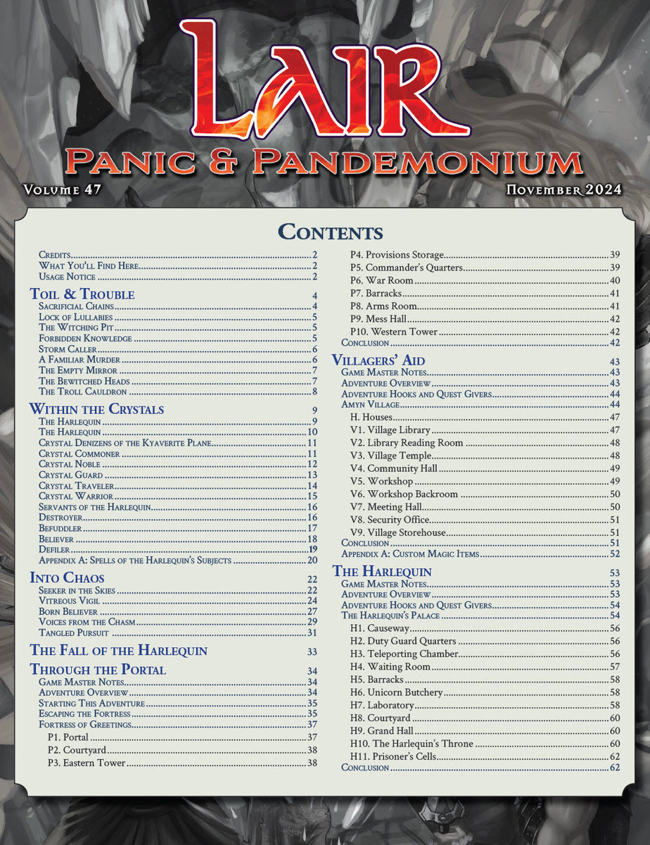 Panic & Pandemonium - Lair Magazine #47, November 2024 Issue – The DM Lair